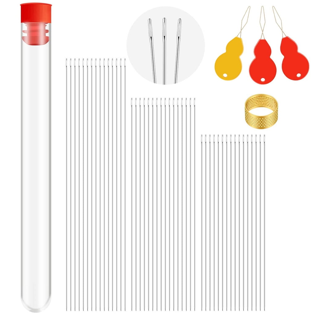 65Pcs 3 Size Extra Fine Thin Beading Embroidery Needles with Needle ...
