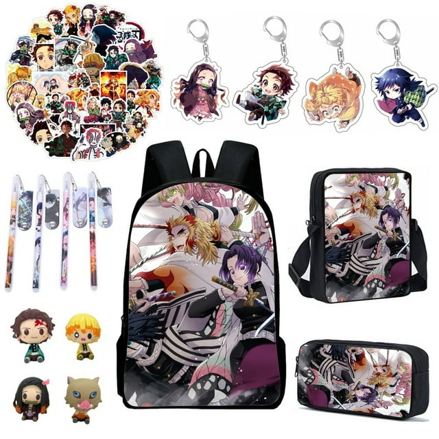 65Pcs Backpacks Set Anime Tanjiro Kamado Nezuko Laptop Backpack for ...