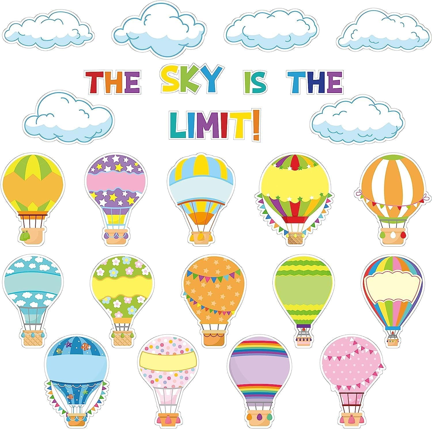 65Pcs Hot Air Balloon Cloud Classroom Bulletin Board Decoration Set ...