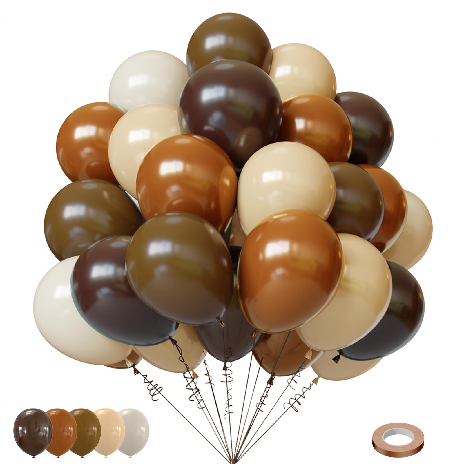 65Pcs Retro Neutral Balloons Set, 12Inch Brown Tan Cocoa Coffee Beige ...