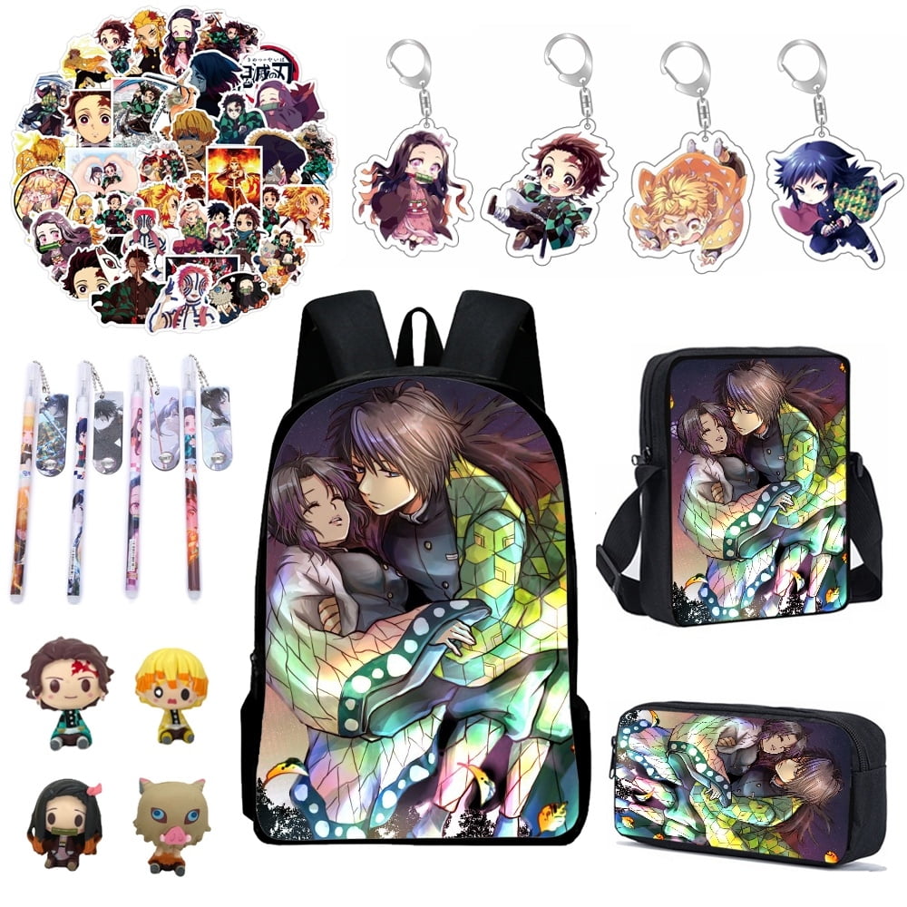 65Pcs/Set Anime Demon Slayer Cartoon Backpacks Set Funny School Bags ...
