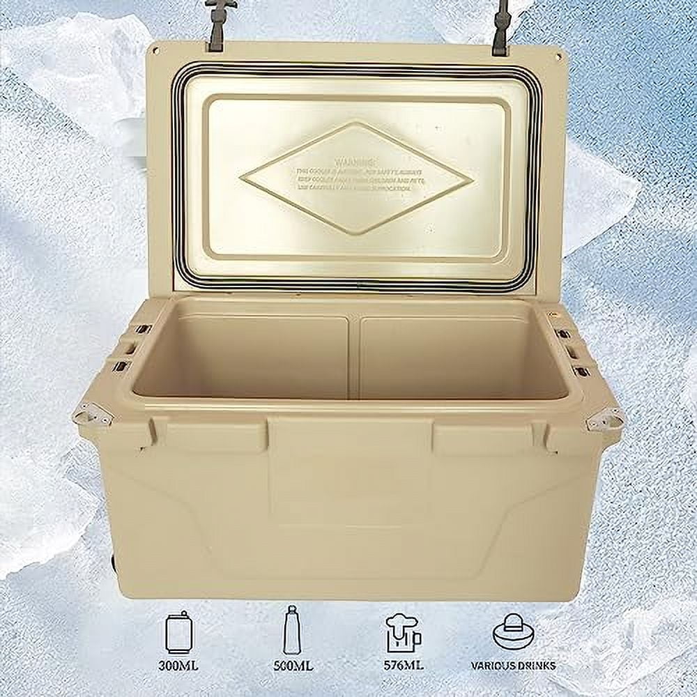 65QT Multifunction Outdoor Camping Coolers, Portable Cooler with Wheels ...