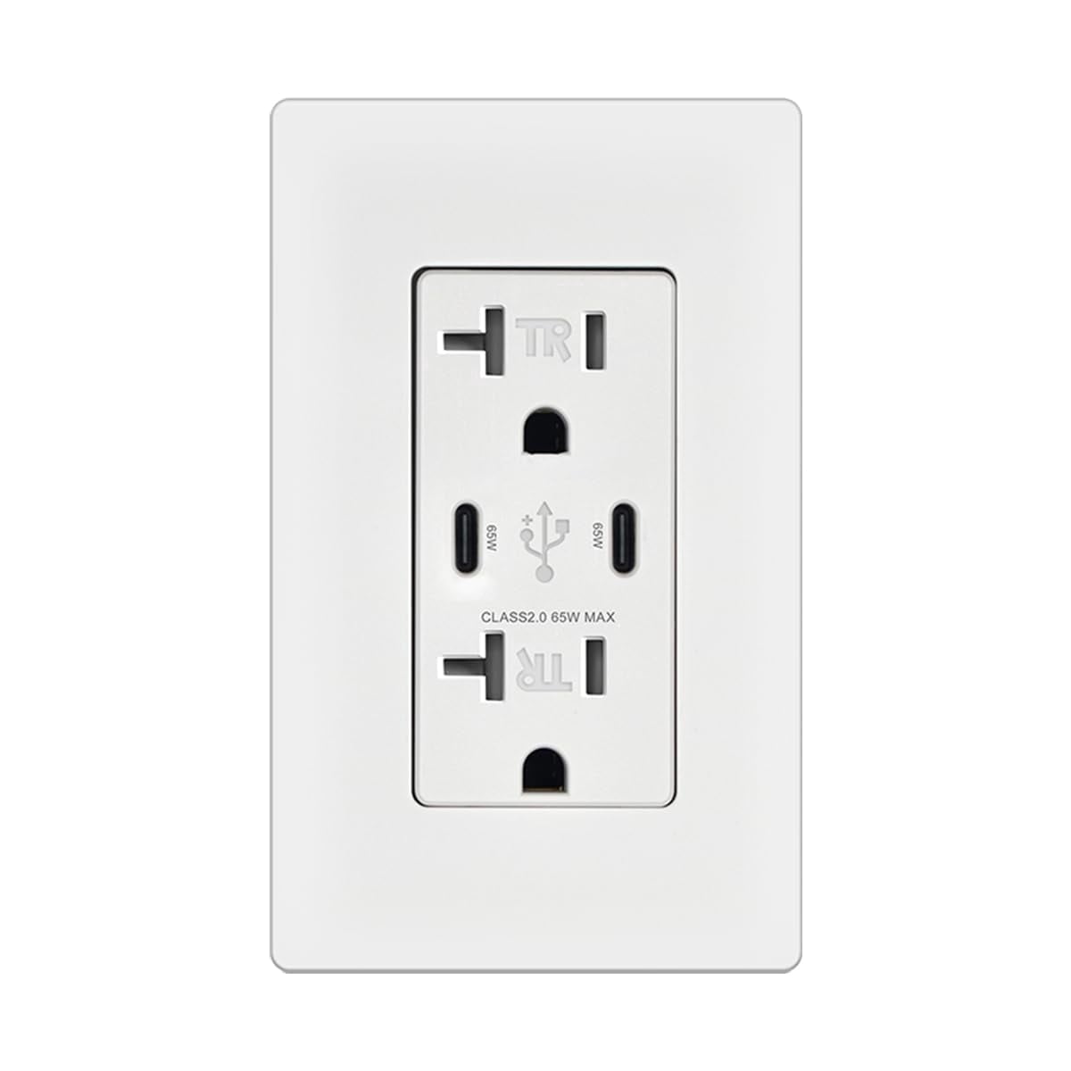 65W 2-Port USB C Wall Outlet, PD 3.0 GaN Tamper-Resistant 15 Amp ...