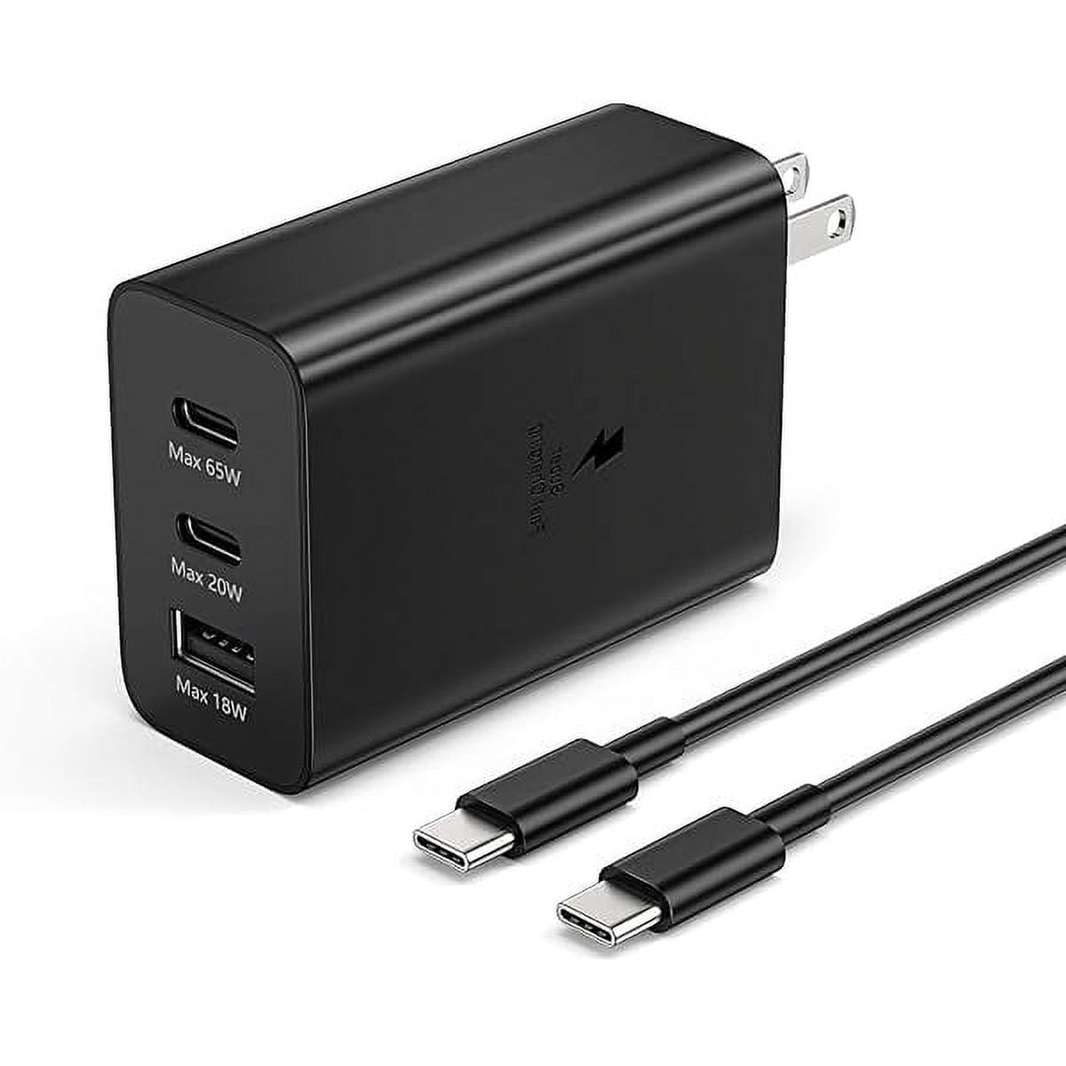 65W 3-Port Super Fast Charging Wall Charger for Samsung Galaxy S24/S23 ...