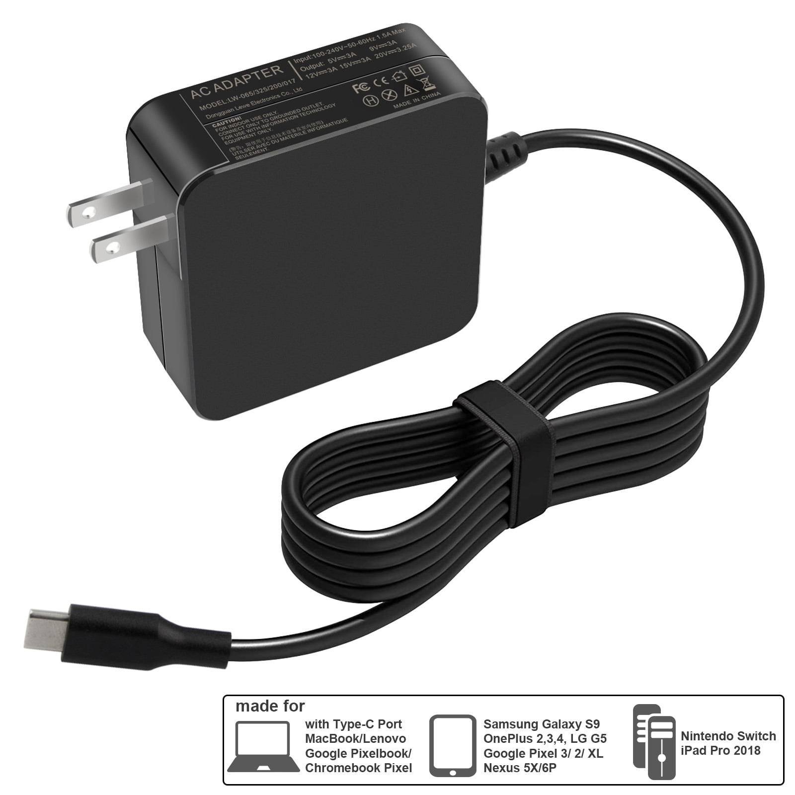 65W 45W Laptop Charger Type C USB-C AC Adapter for Lenovo Asus ...