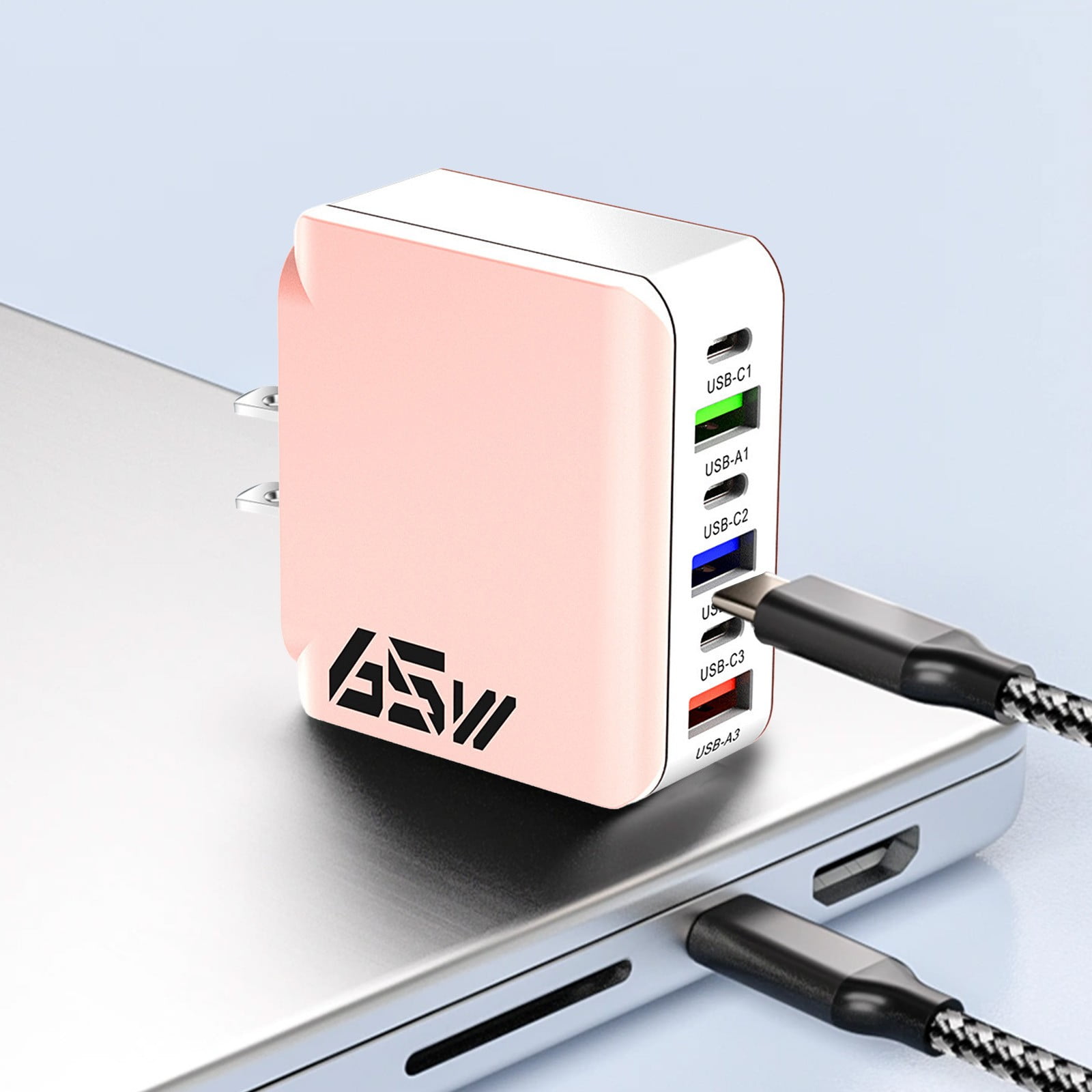 65W 6-Port USB C Fast Charger with 3 USB-C & 3 USB-A Ports, Multi Port ...