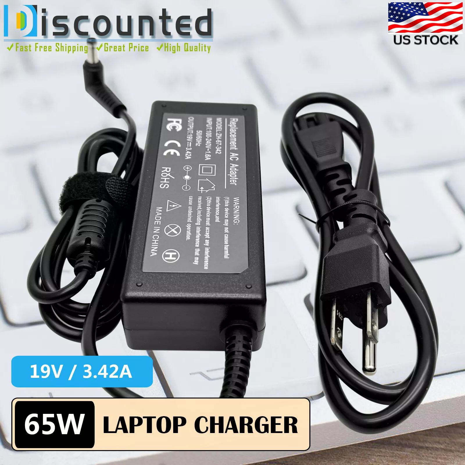 65W AC Adapter Charger for Toshiba Satellite C55-C Series C55-C5268 C55 ...