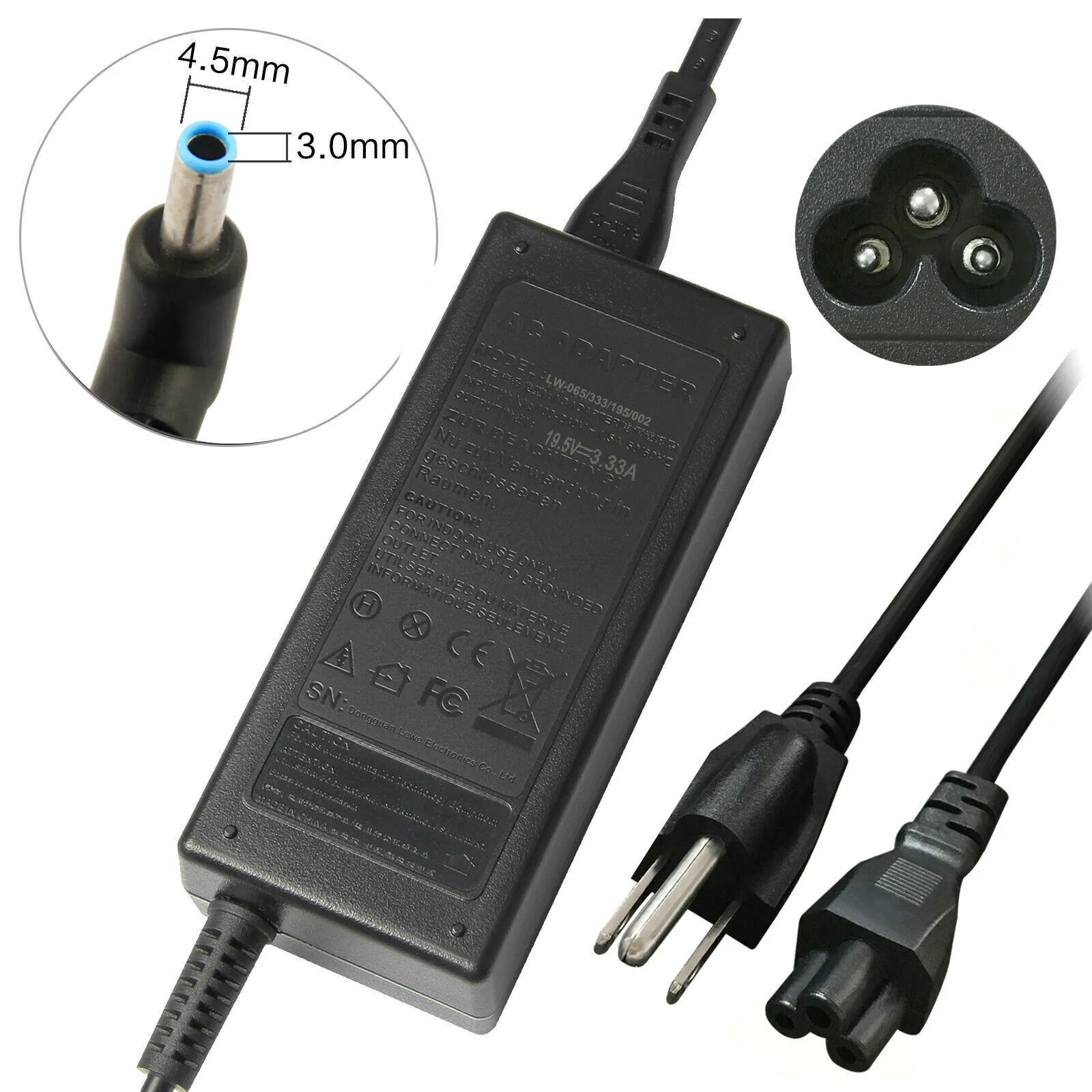65W AC Adapter Power Charger Cord 19.5V 3.33A For HP Pavilion Laptop ...