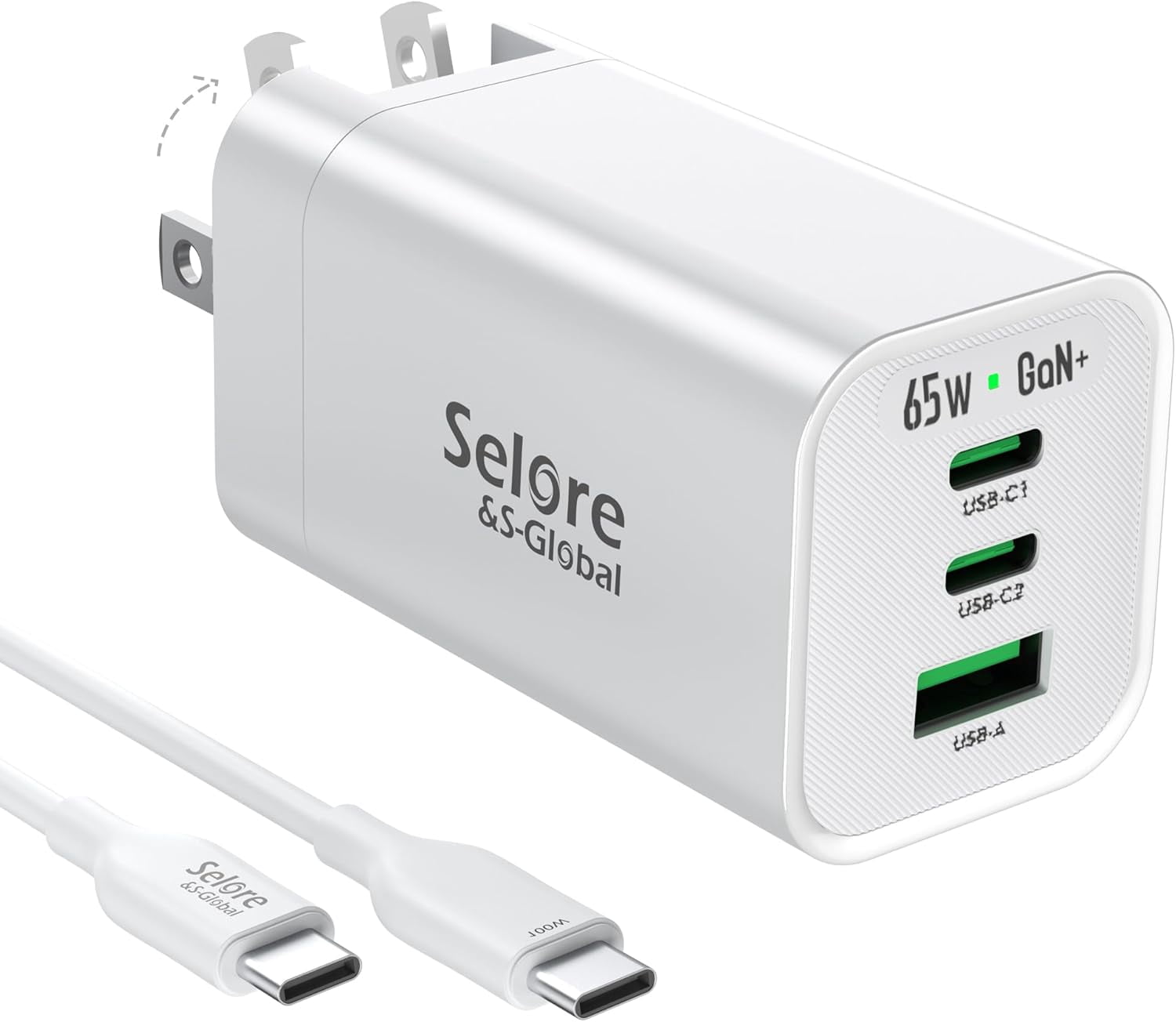 65W Fast Charger Plug GaN Foldable USB C Wall Charger with 100W USB C ...