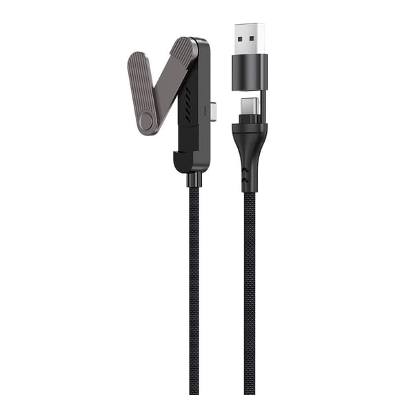 65W Fast Charging Cable with Foldable Stand, USB to Type C 90-Degree ...