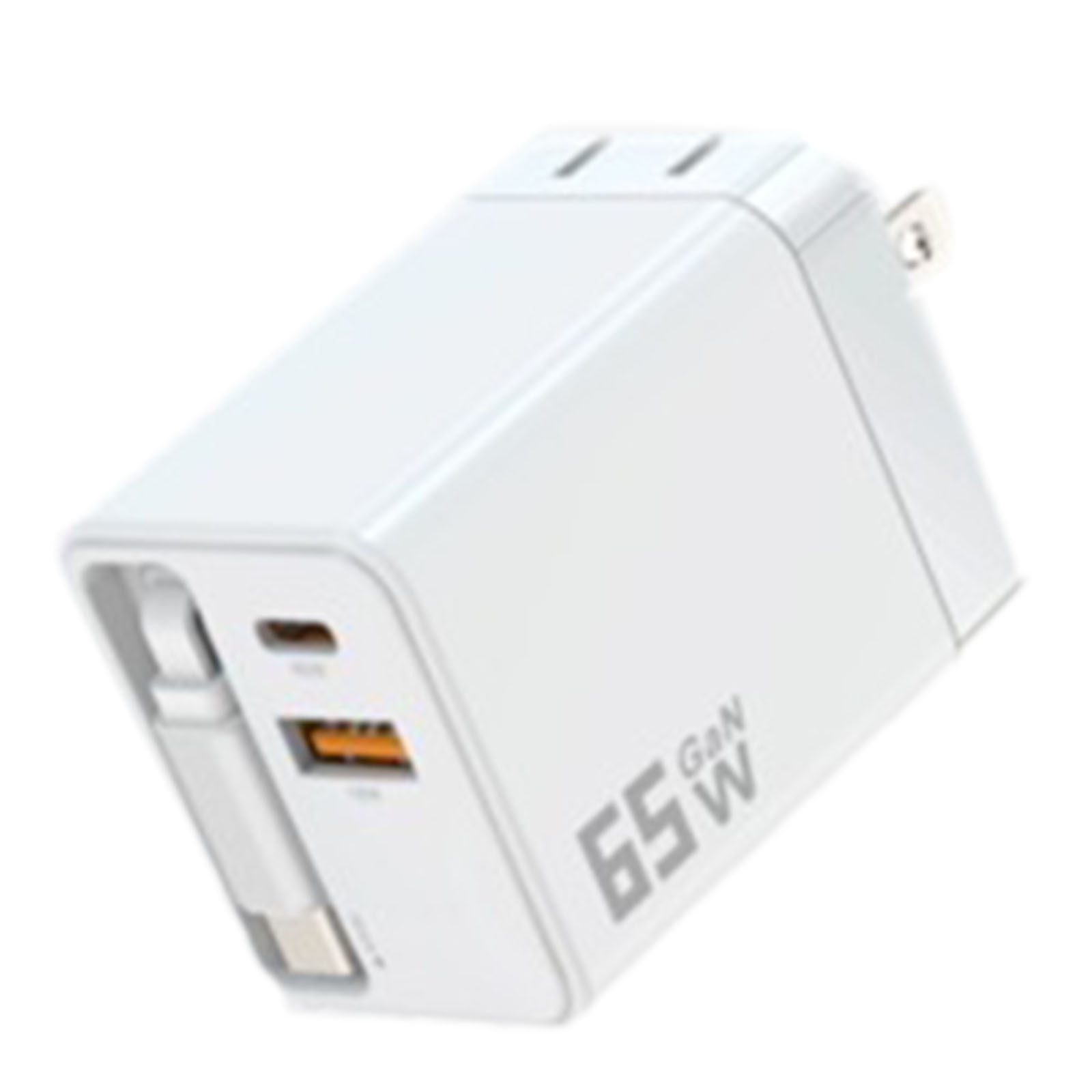 65W GaN Fast Charger Tri Port Desktop Adapter with Self Winding for ...