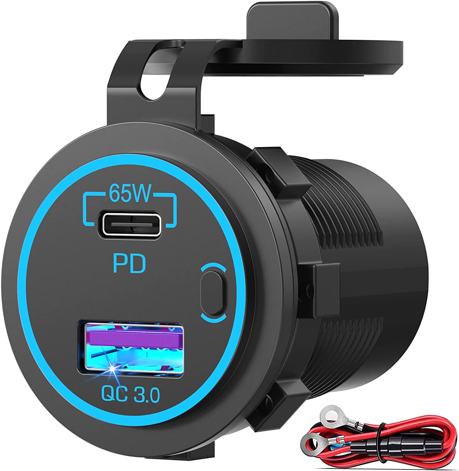 65W PD 12V USB Outlet for Laptop - USB C Car Charger Socket Multi Port ...