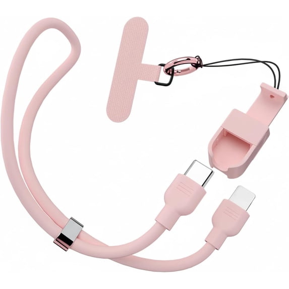 65W PD 3-in-1 Phone Lanyard Cable, USB-C to Lighting, Wrist Strap with ...