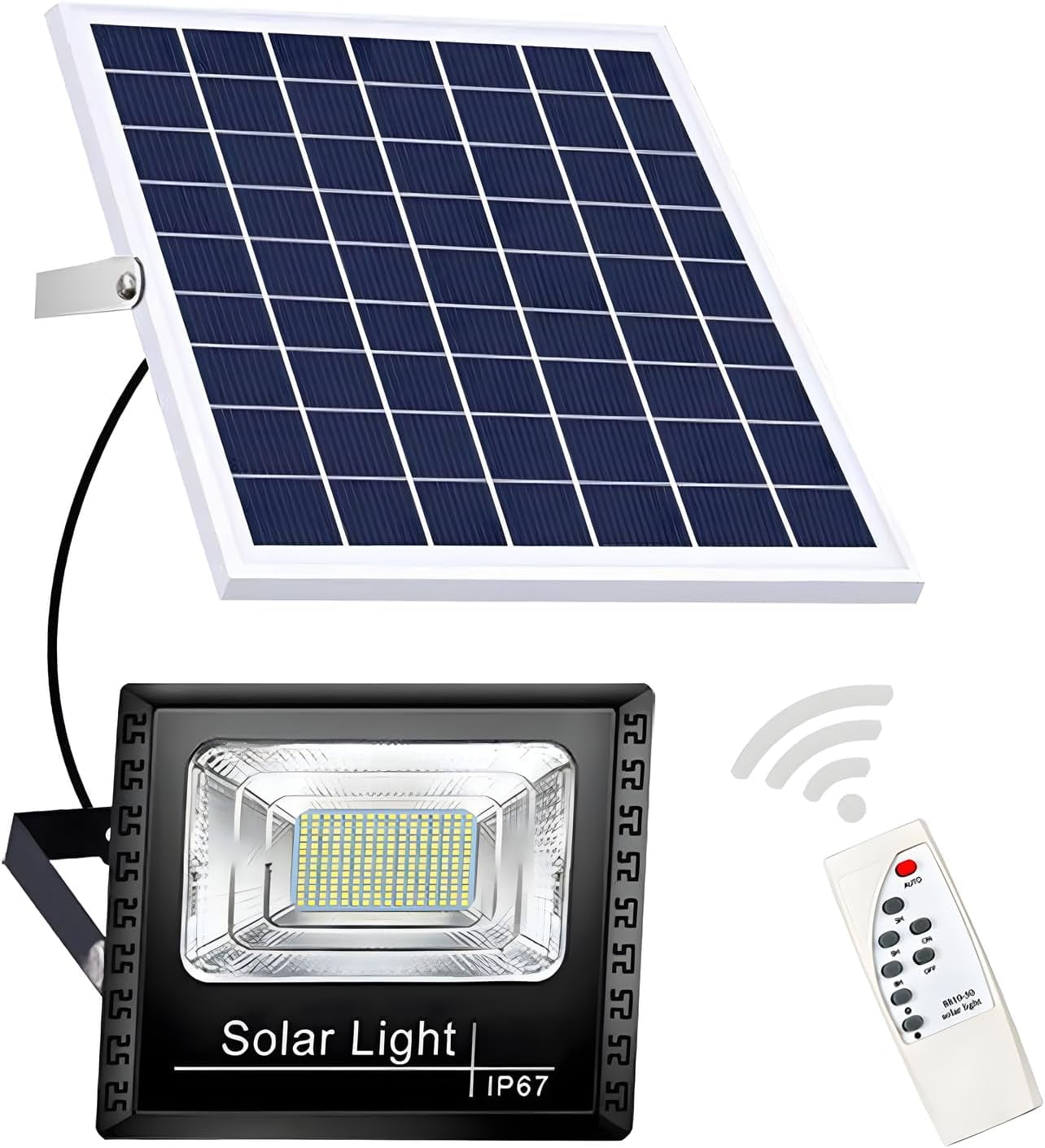 65W Solar Flood Light w/ Remote, IP67 Waterproof, Polysilicon 6V 6W ...