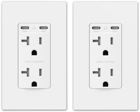 65W -Speed C Outlet Receptacle for Laptop, 20 Amp Wall Outlet with C ...