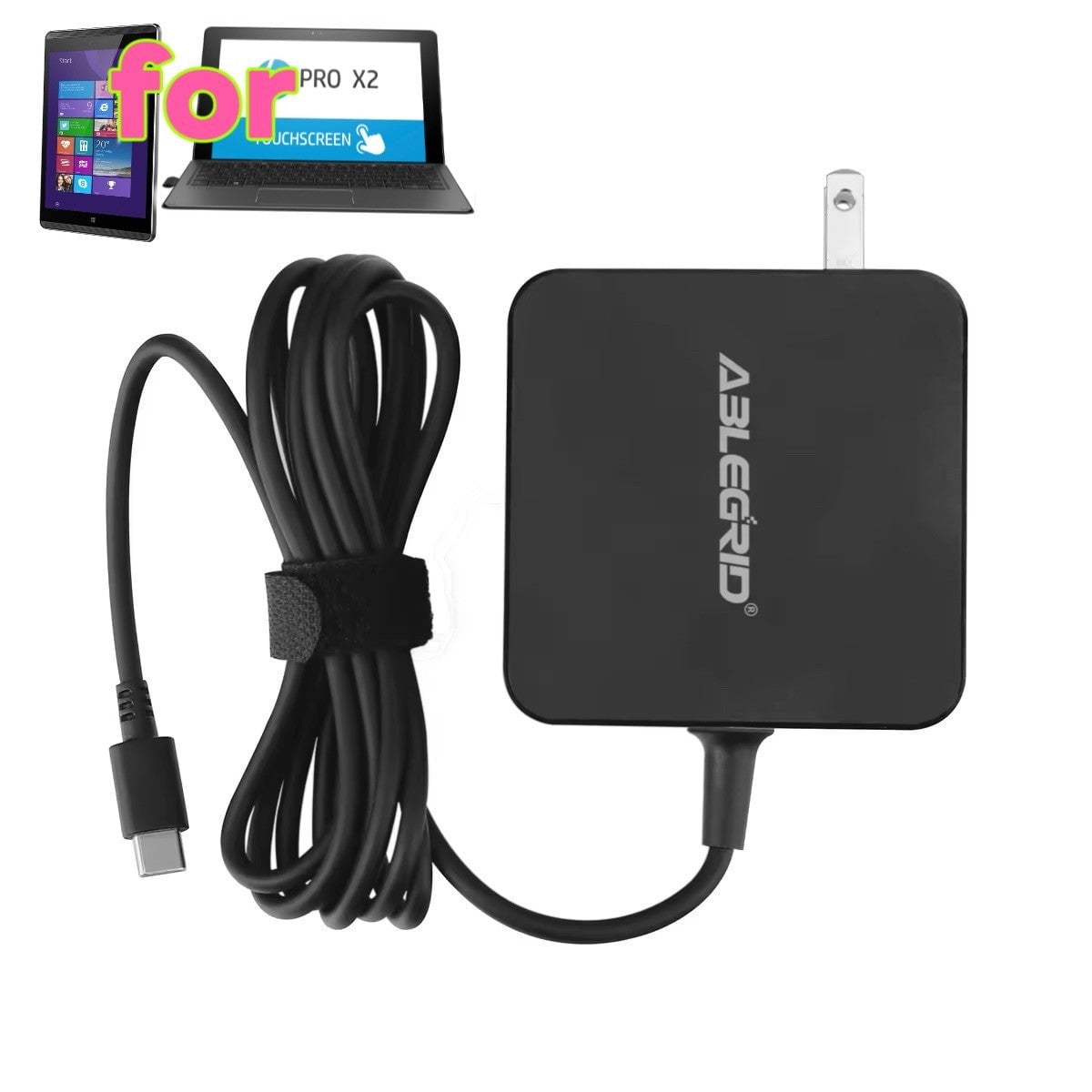 65W USB C Laptop Charger compatible with HP Pro x2 612 G2 / Pro Tablet ...