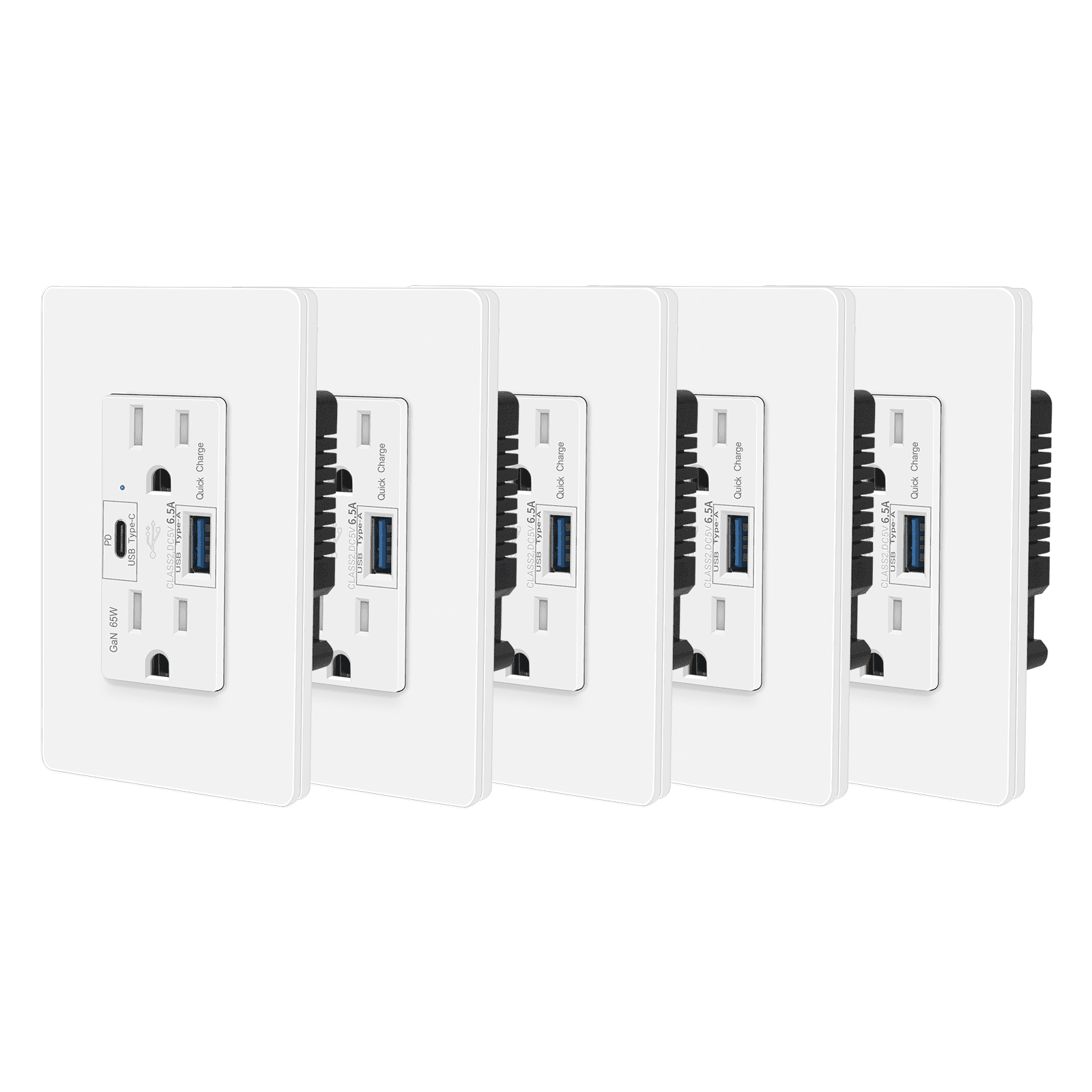 65W USB C PD Outlet Fast Charging for Laptop,Nineleaf 5PK GaN Type C ...