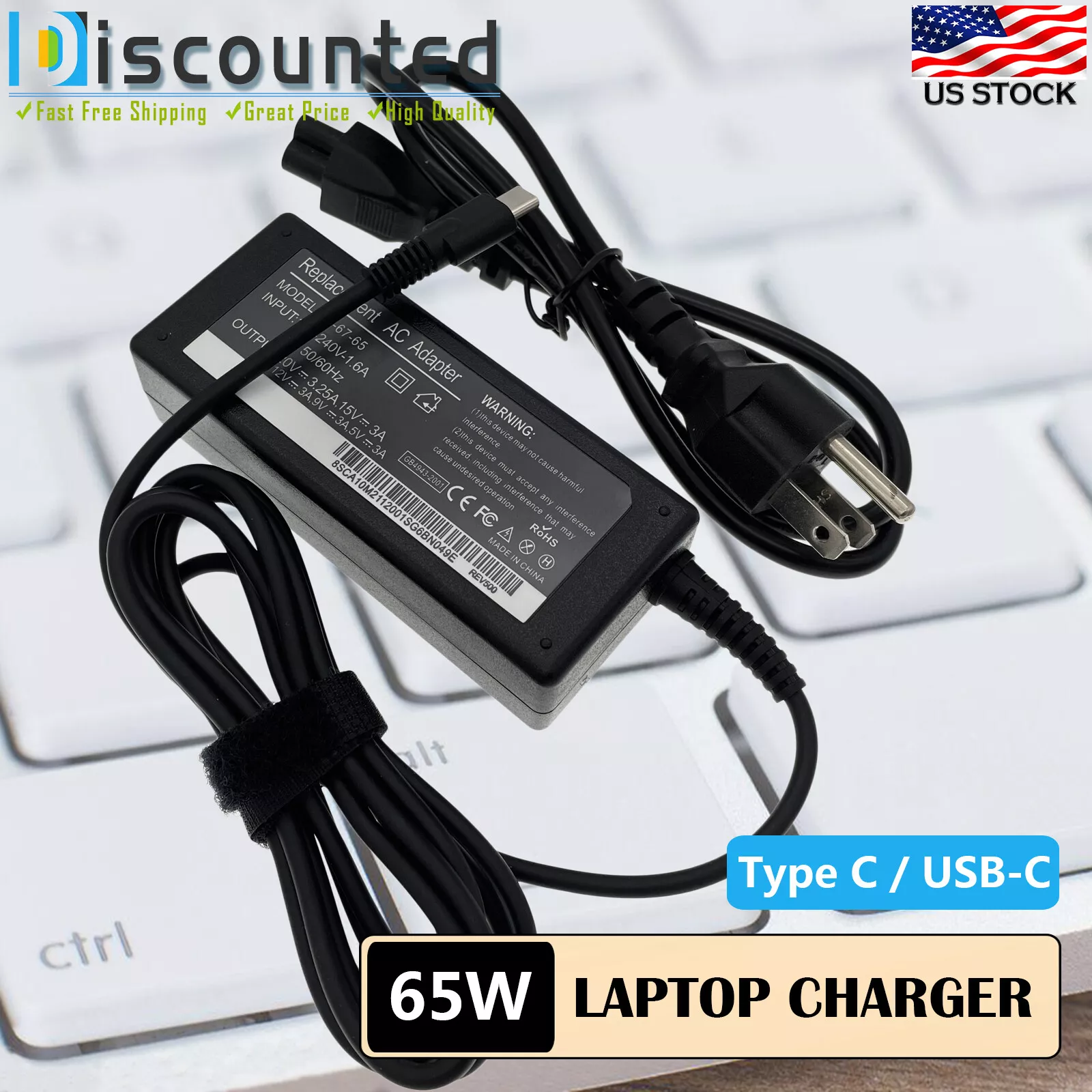 65W USB-C Power Adapter Charger Supply For HP SPECTRE X360 13-AP0023DX ...