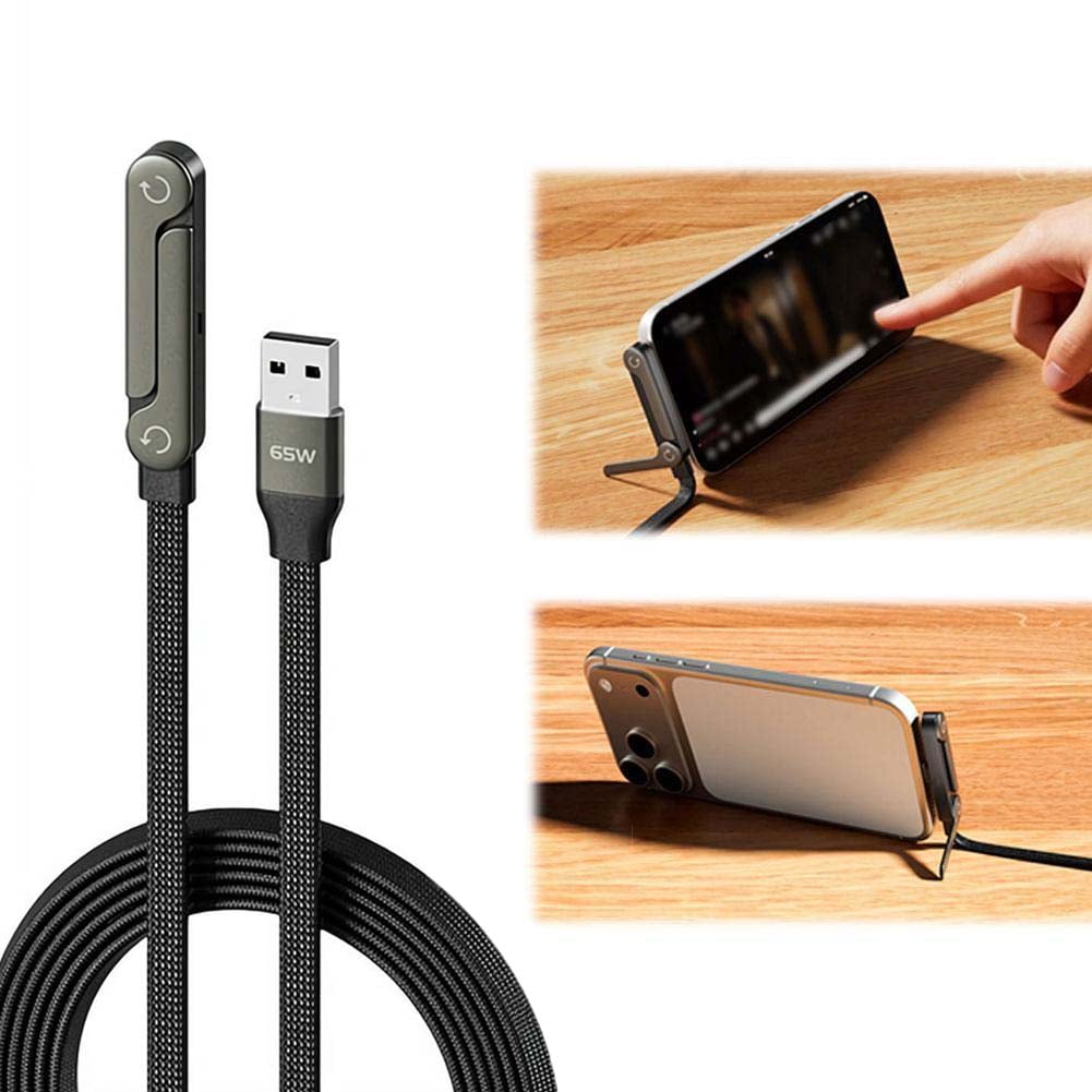 65W USB to type C Fast Charging Cable with Built-in Foldable Phone ...