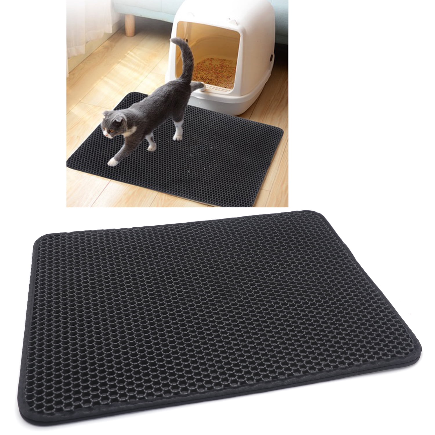 65X55 Black Cat litter Mat Double Layer Pad Trapper Folding Pad EVA ...