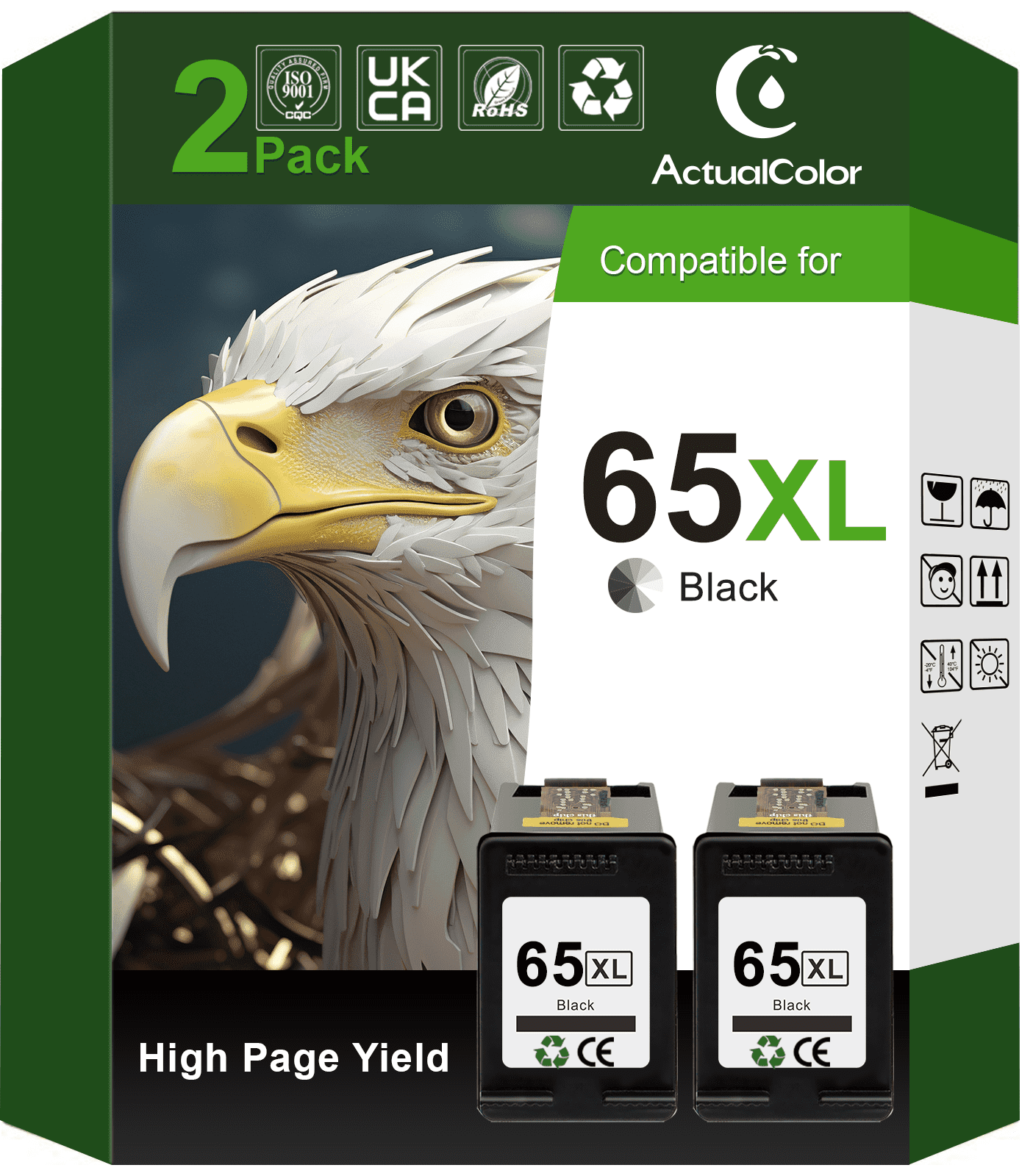 2-Pack 65XL Black Ink Cartridges for HP Envy and DeskJet Printers, High ...