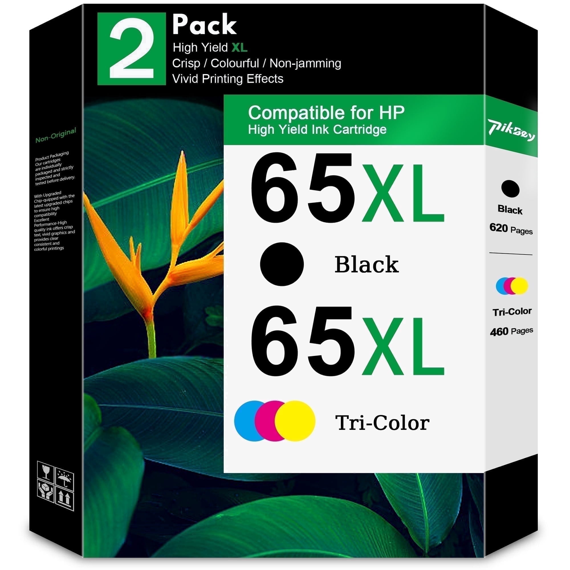 65XL Ink Cartridges 2-Pack Black/Tri-Color – Compatible with HP 65 ...