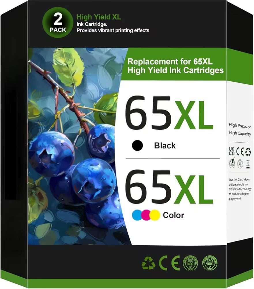 LLAOLLAO 65XL Ink Cartridge, High Yield Compatible for HP DeskJet 3752 ...