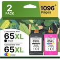 65XL Ink Cartridges Black/Color Combo Pack High-Yield Replacement for ...