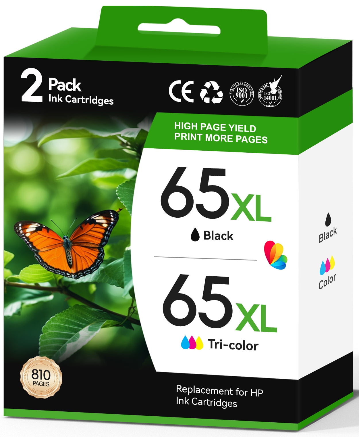 65XL JETTRON Ink Cartridges for HP Envy 5055/5052 & DeskJet 2652/2600 ...