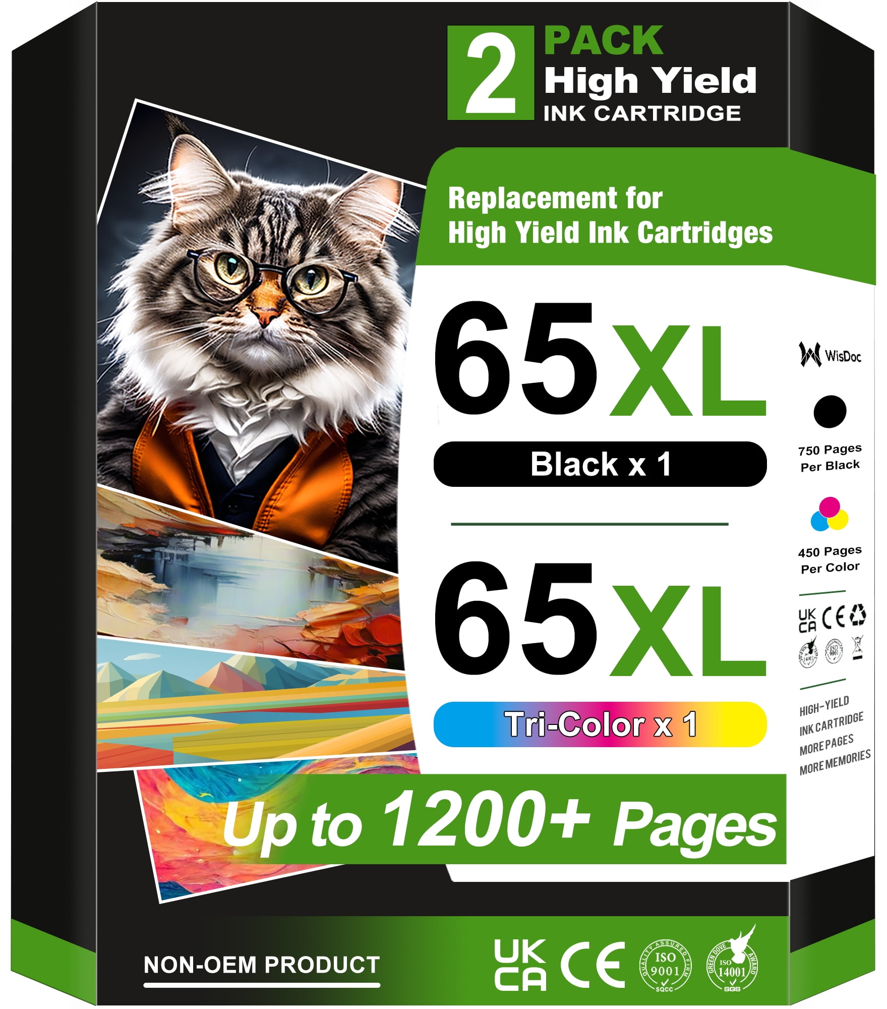 HP 65XL Ink Cartridges for Deskjet 3772, 3752, 3755, Envy 5055, 5010 ...