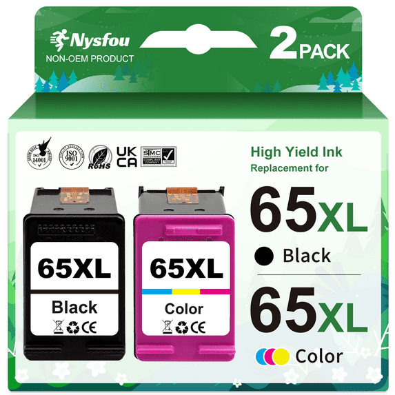 Nysfou 65XL Ink Cartridge Compatible with HP 65, Black and Tri-Color ...