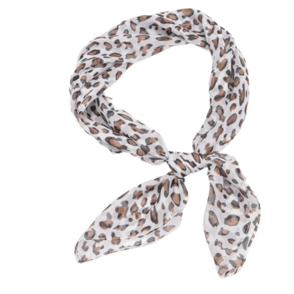 65cm Leopard Print Silk Scarf for Women Girls Short Necktie Scarf ...