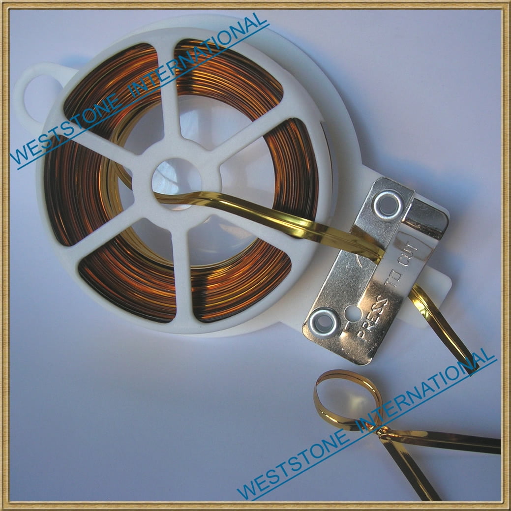 65ft (20m) Bright Gold Metallic Twist Tie Roll with Cutter - Qty 1 ...