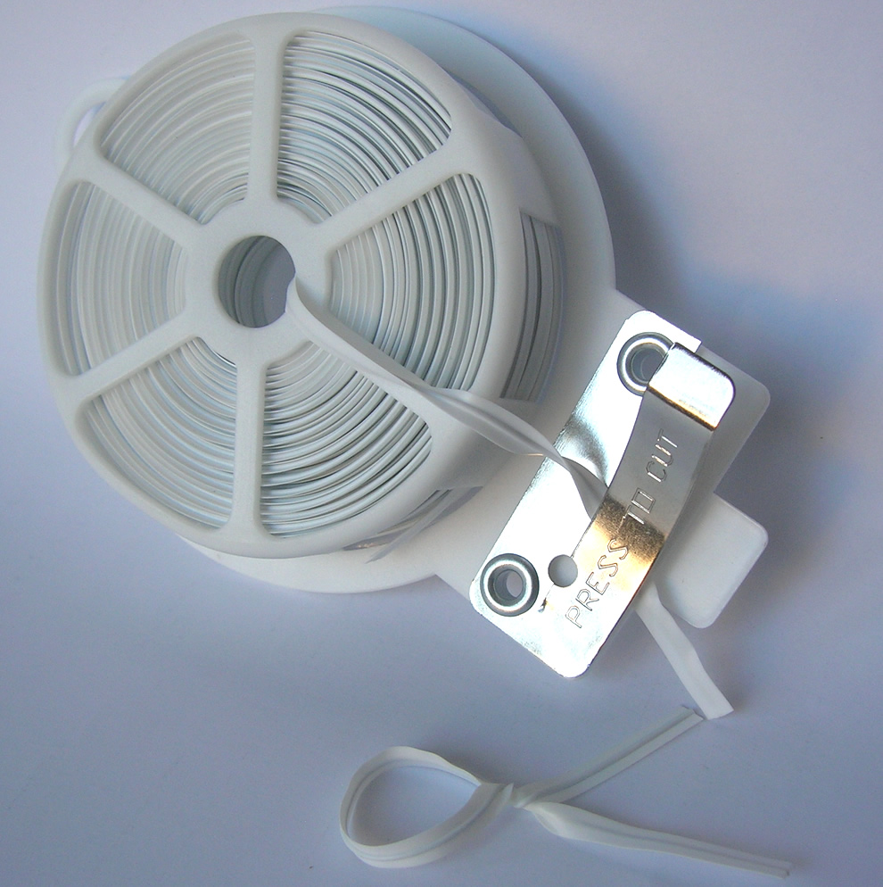 65ft (20m) WHITE flat Plastic Twist Tie Roll with Cutter - Walmart.com