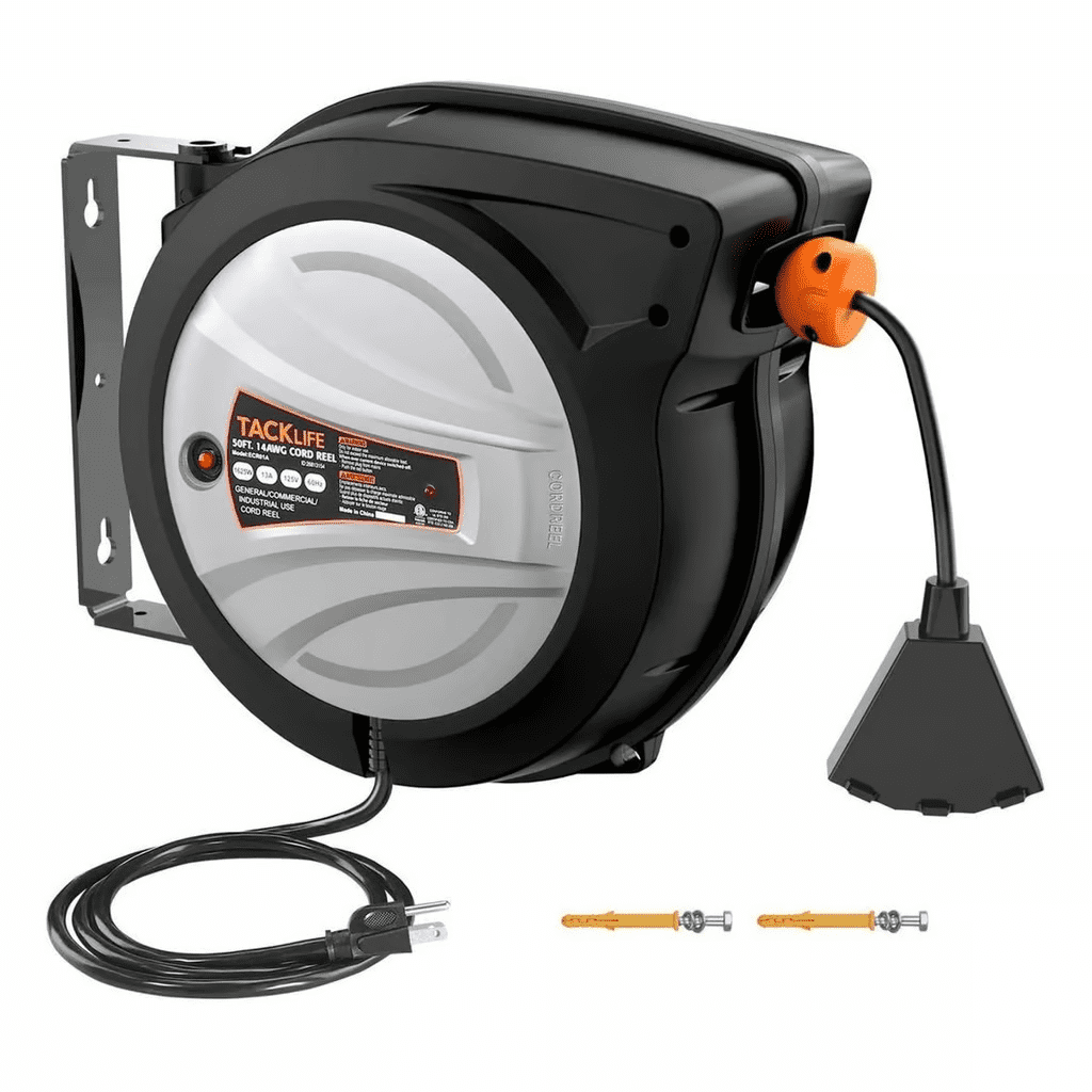 65ft Retractable Extension Cord Reel/triple Tap/adjustable cable ...