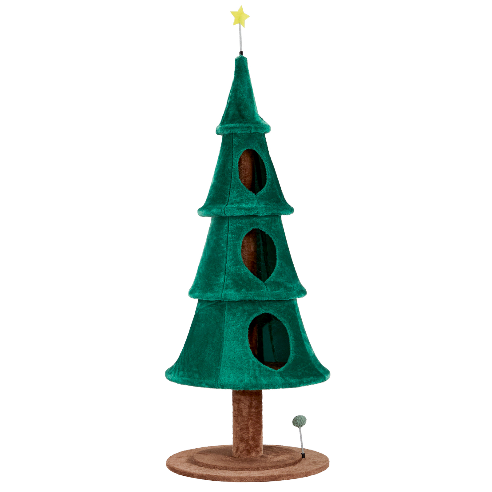 65in Cat Tree Cat Tower Christmas Tree with 3 Cat Houses for Cats ...