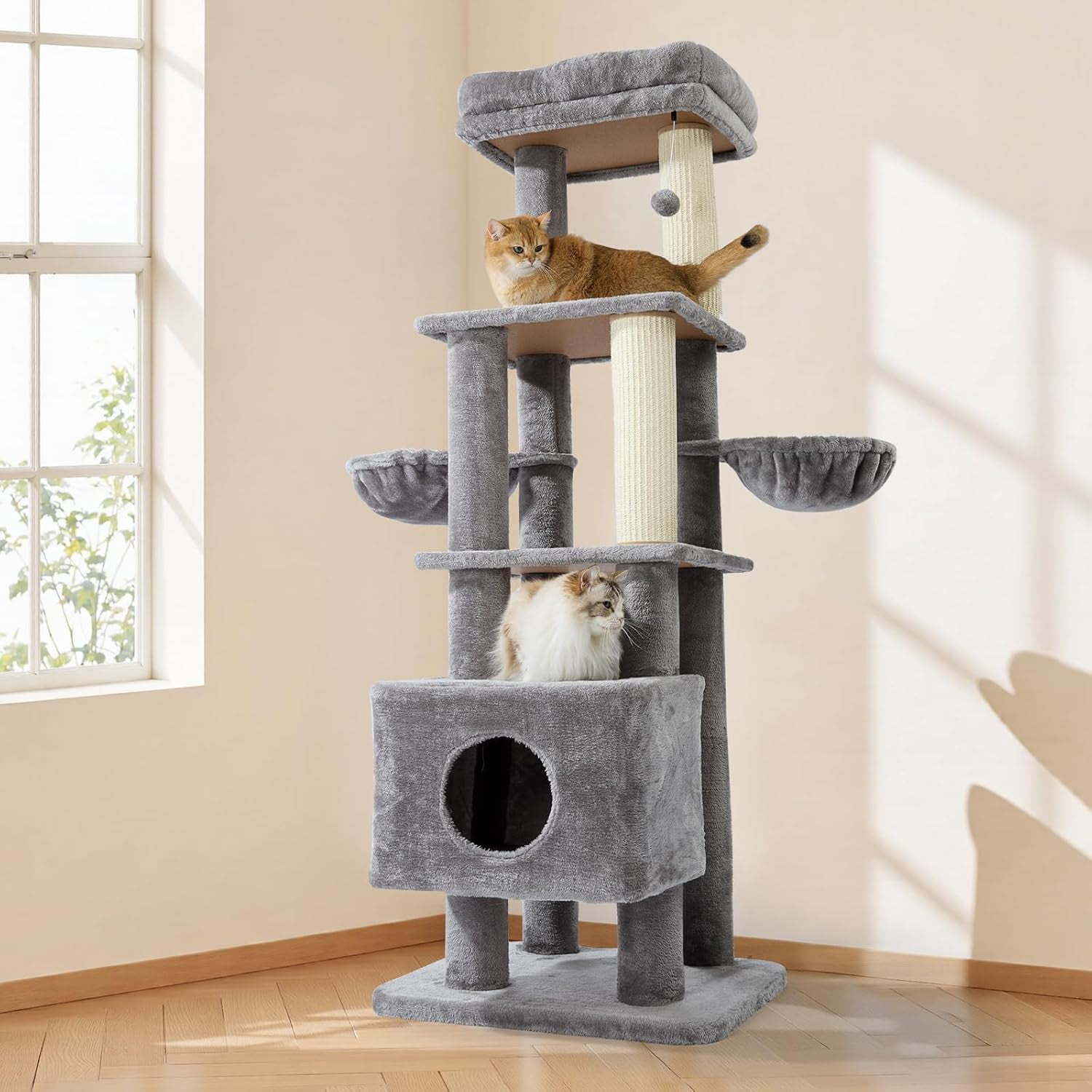 65in Heavy Duty Cat Tree Tower for Large Cats, Multi-Level Cat ...