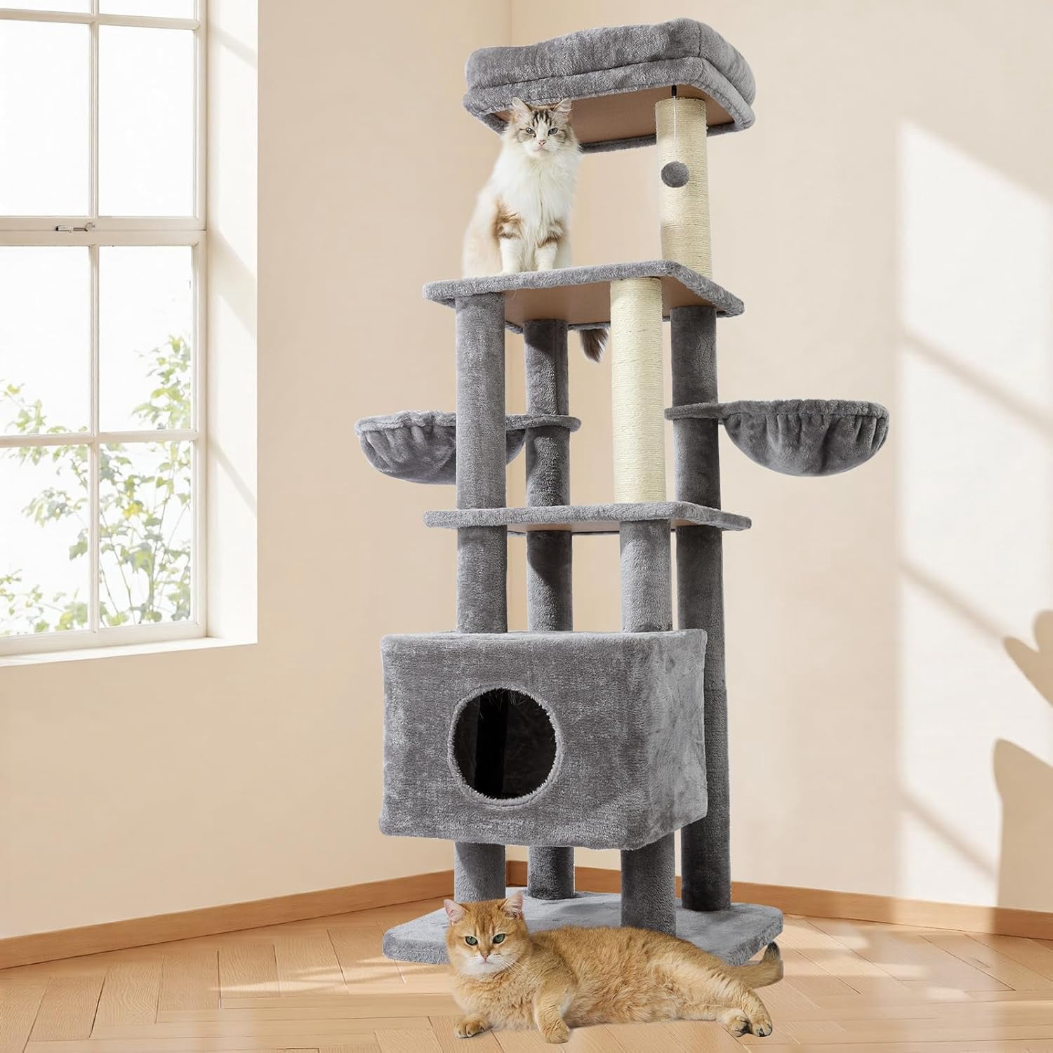 65in Heavy Duty Cat Tree Tower for Large Cats, Multi-Level Cat ...
