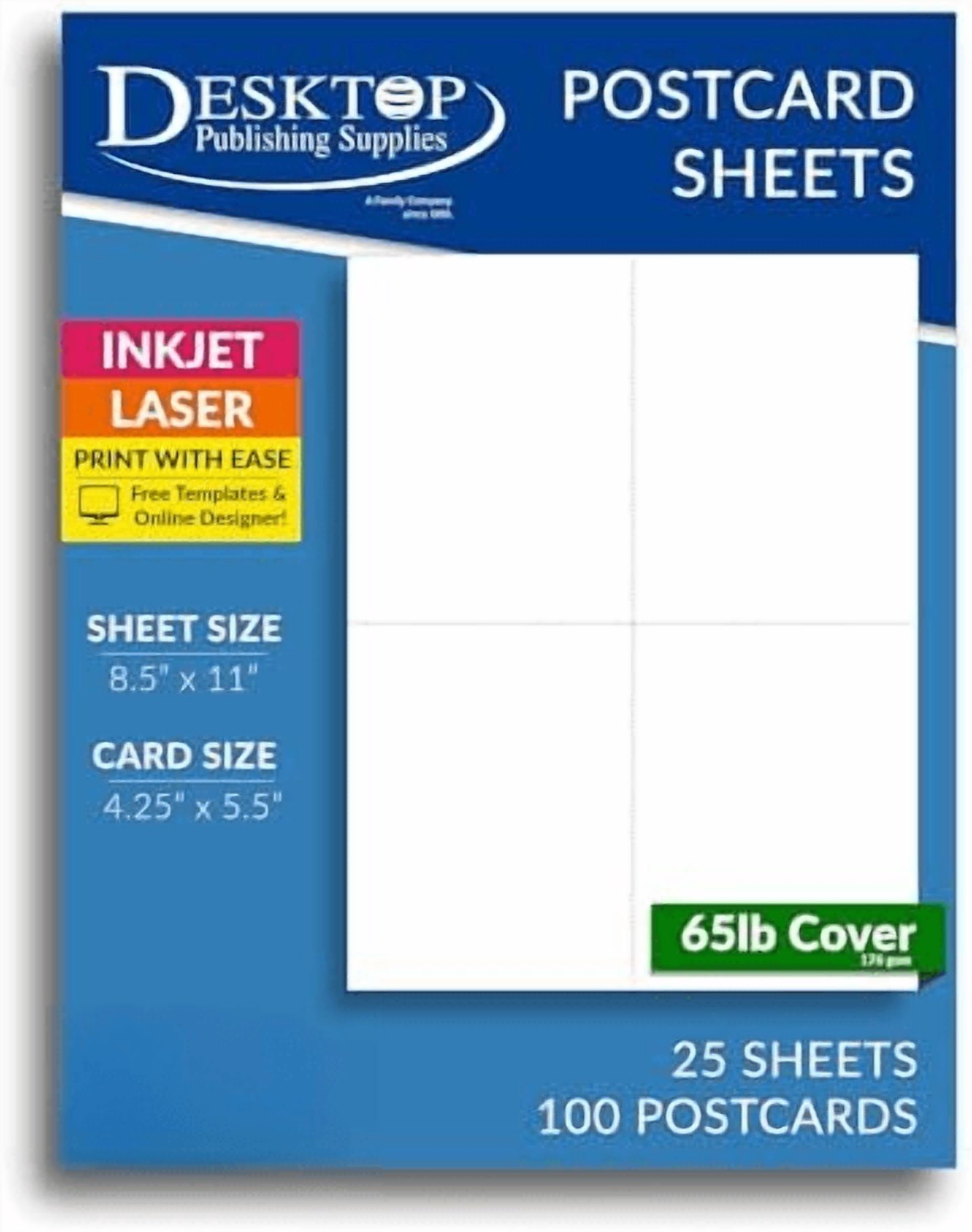 65lb White Printable Postcards - Blank Postcard Paper - Perforated 4 ...