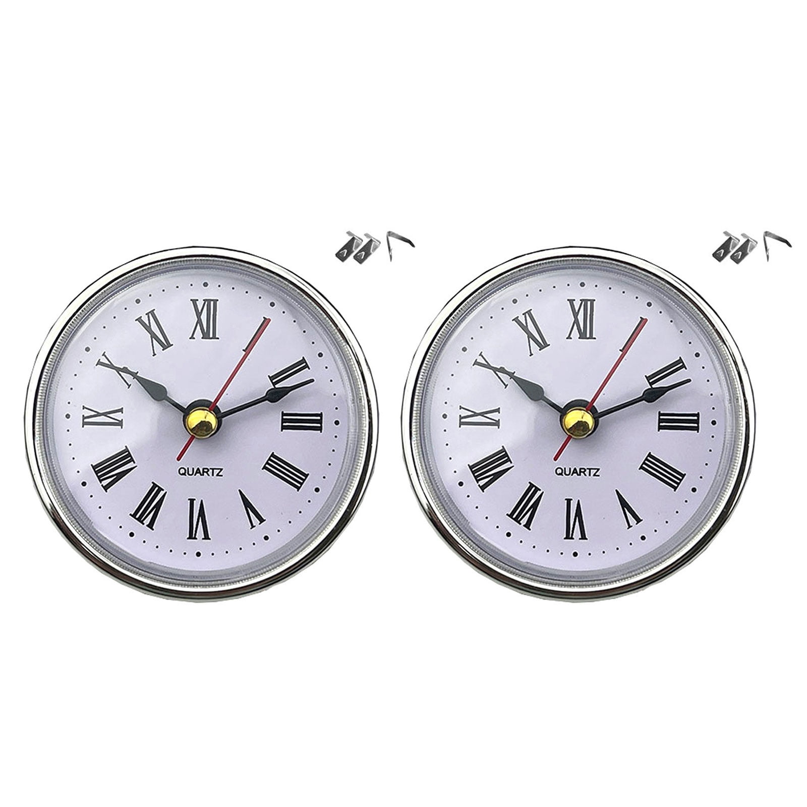 65mm Round Clock Insert with White Face and Golden or Silver Tone Trim ...