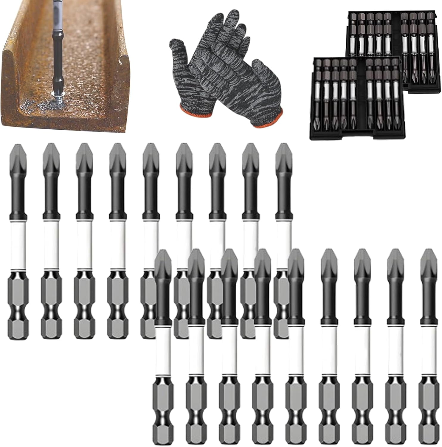 65mm Single Head Hexagon Shank Screwdriver Bits, Ph2 Cross Head Tips, Magnetic Anti Slip Impact ...