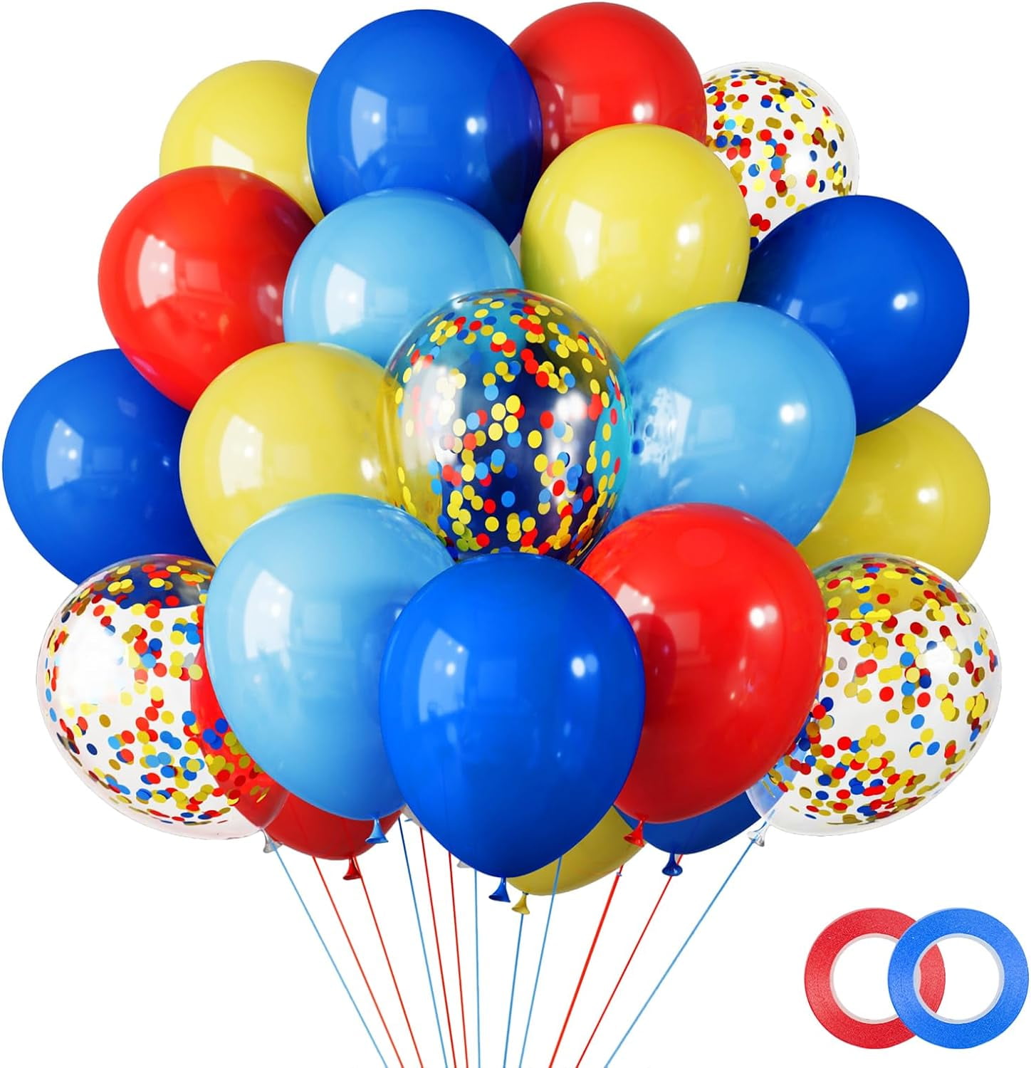 65pcs Carnival Circus Balloon Kit, 12 Inches Red Yellow and Blue ...