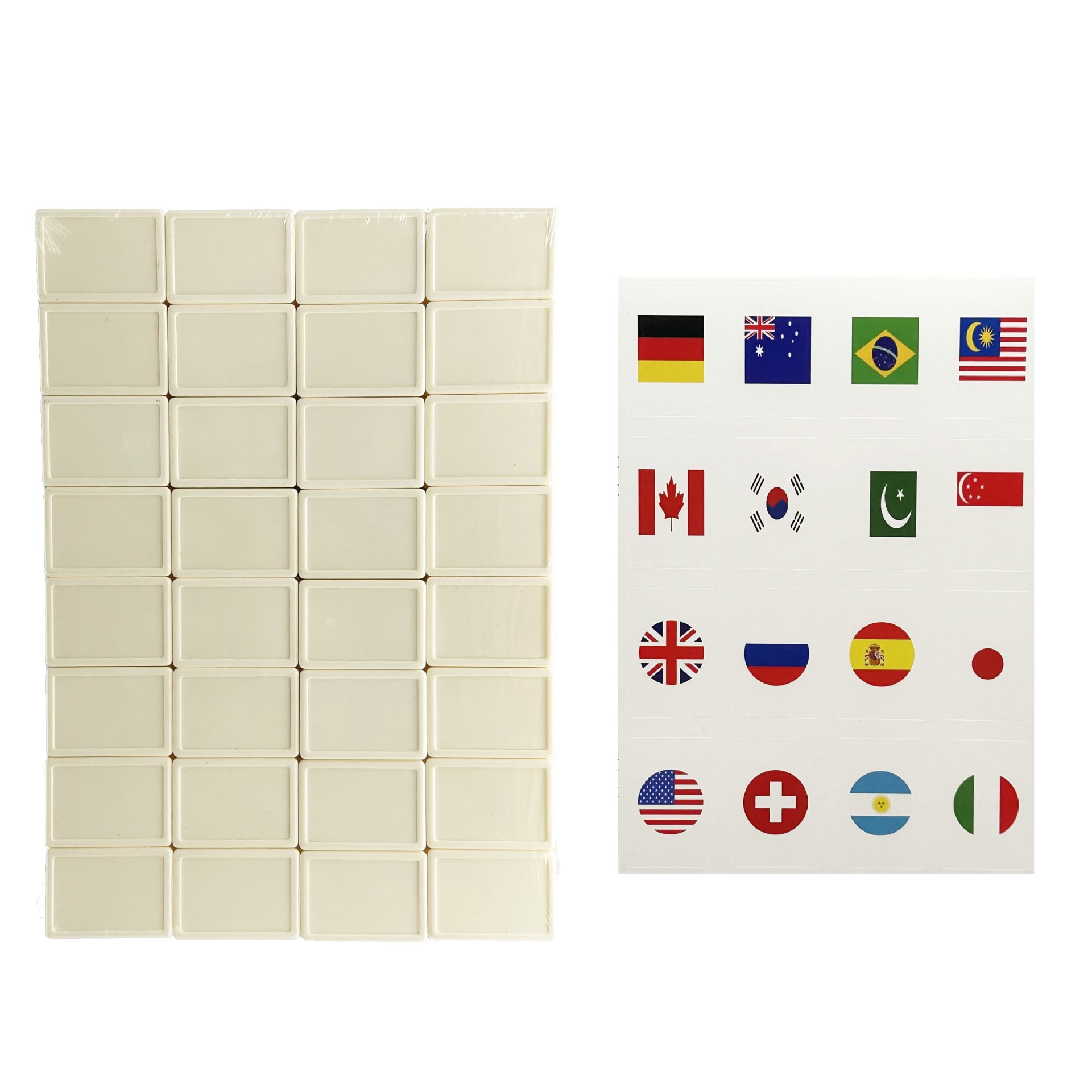 65pcs Mahjong Flag Pattern Tile Push Game White Tiles National World ...