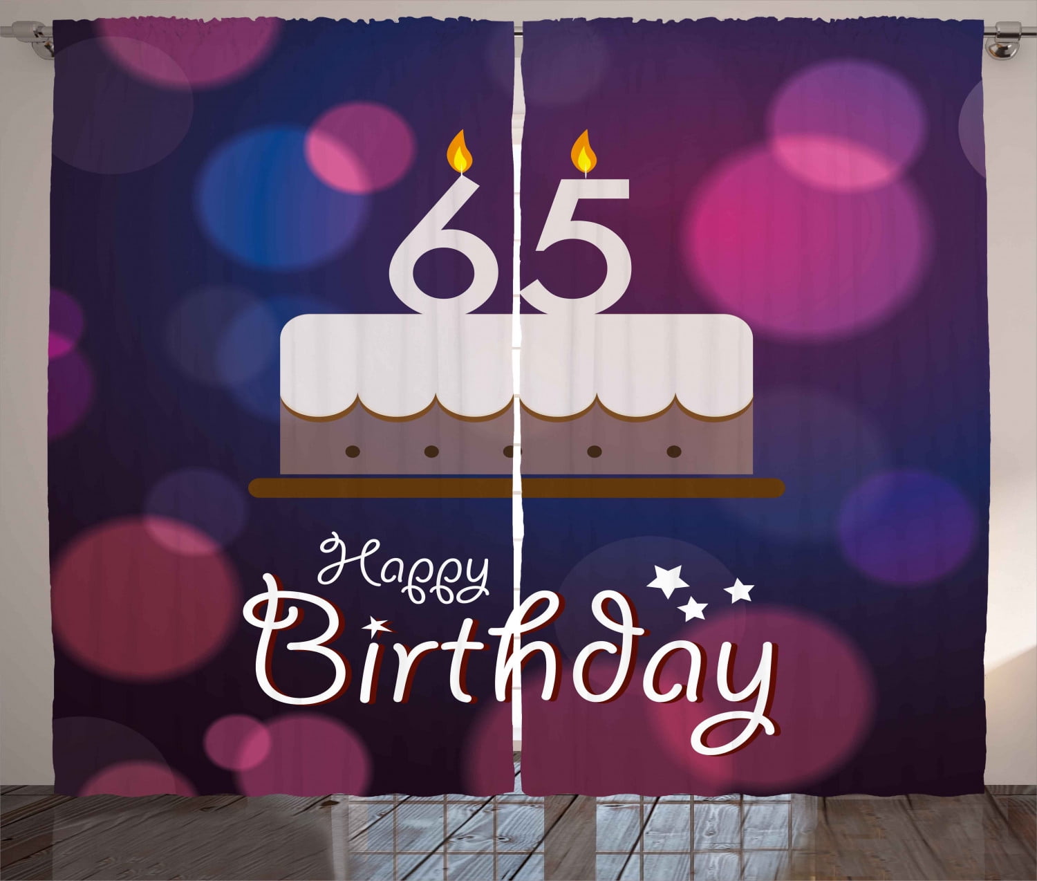 Ambesonne Birthday Curtains 2 Panel Set, Ceremony Theme Cake, 108" x 63 ...