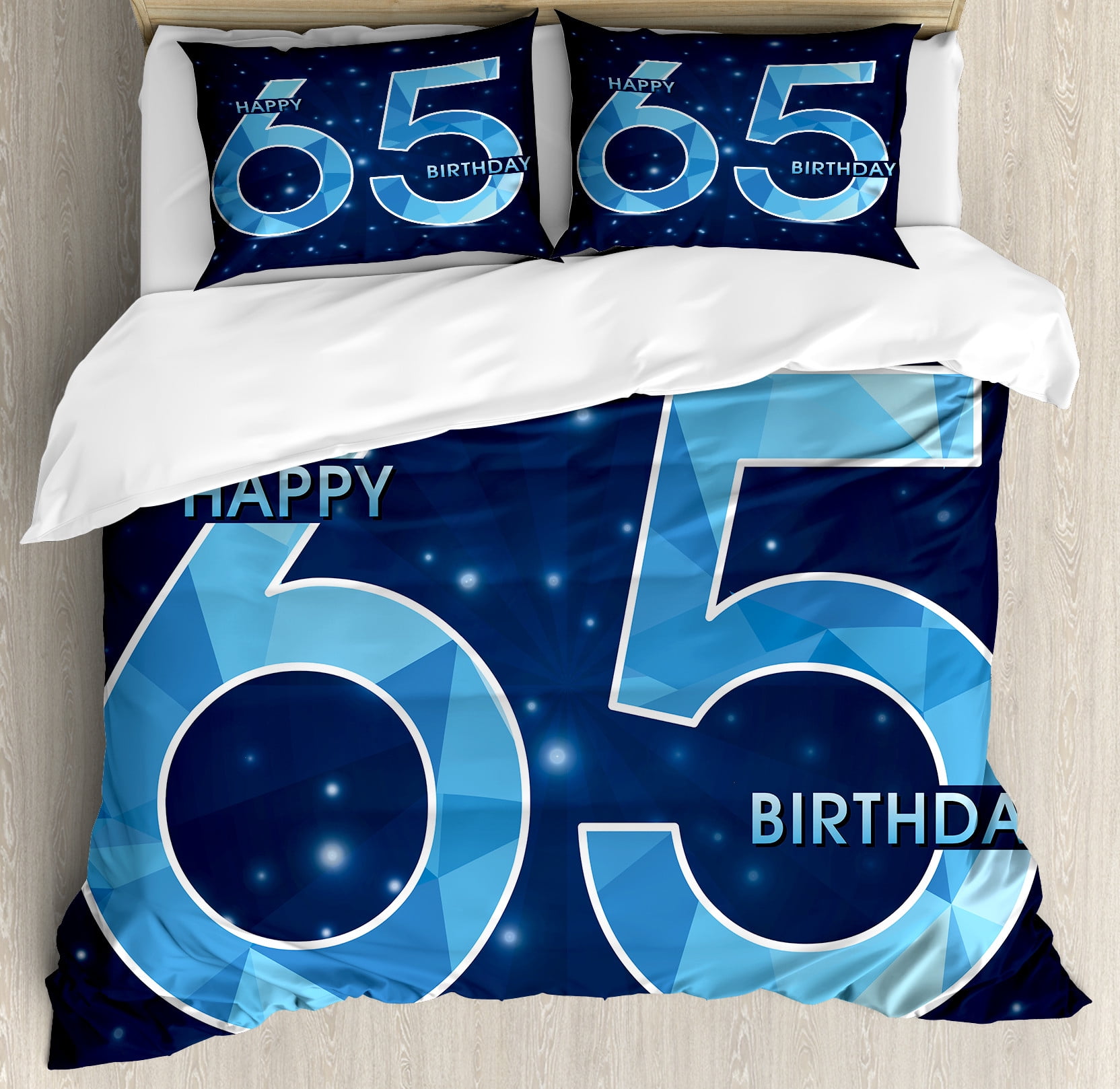 65th Birthday Duvet Cover Set, Modern Numbers on the Night Sky Inspired ...