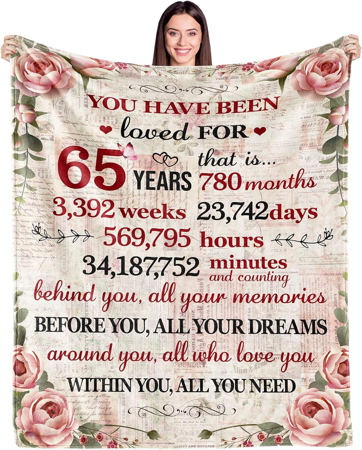 65th Birthday Gifts for Women Blanket 65 Year Old Birthday Gifts for ...