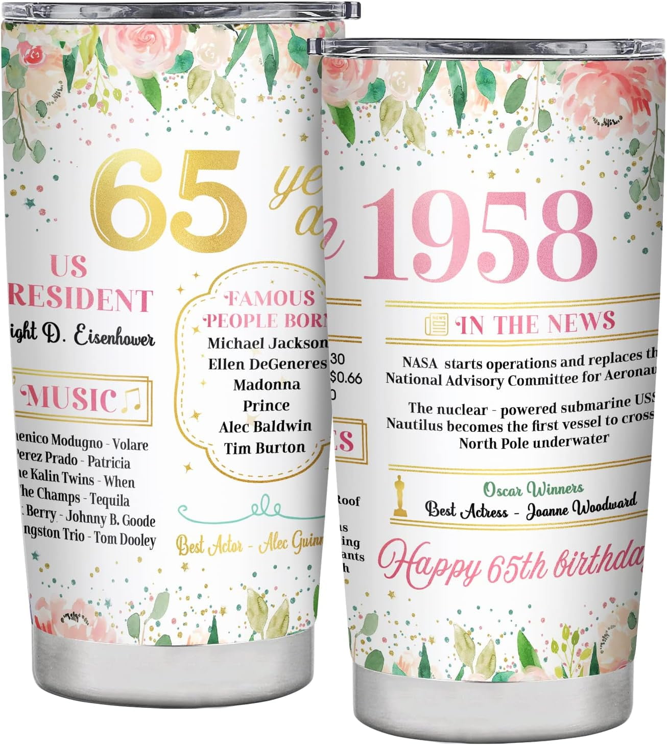 65th Birthday Gifts for Women Friends Tumbler 1958 Birthday Gifts for ...
