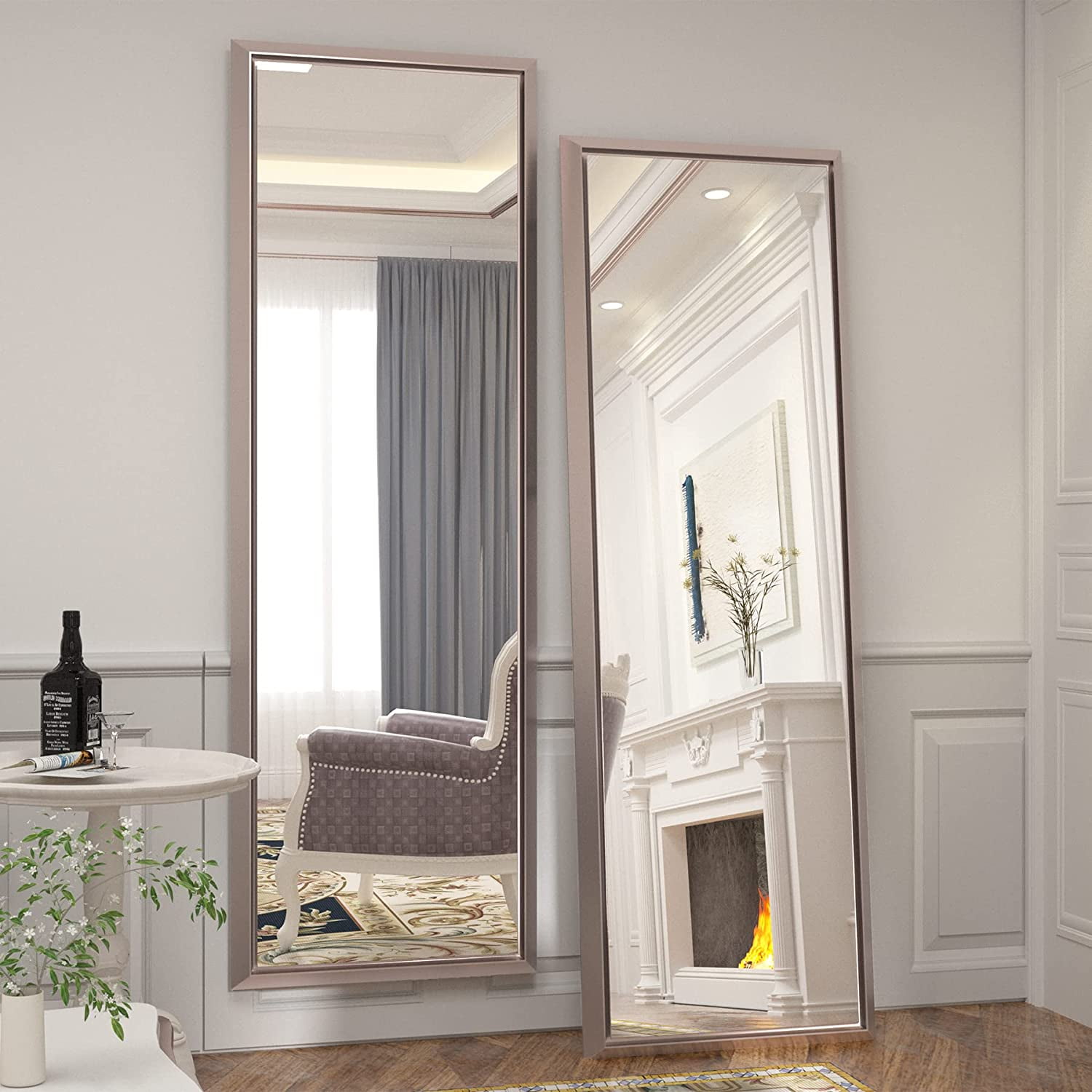 65x22 Inch Full Length Floor Mirror, Gold Wall Mounted Full Body Mirror ...