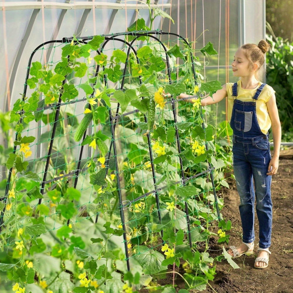 65x48 Inch U-Shaped Garden Cucumber Trellis for Climbing Plants ...