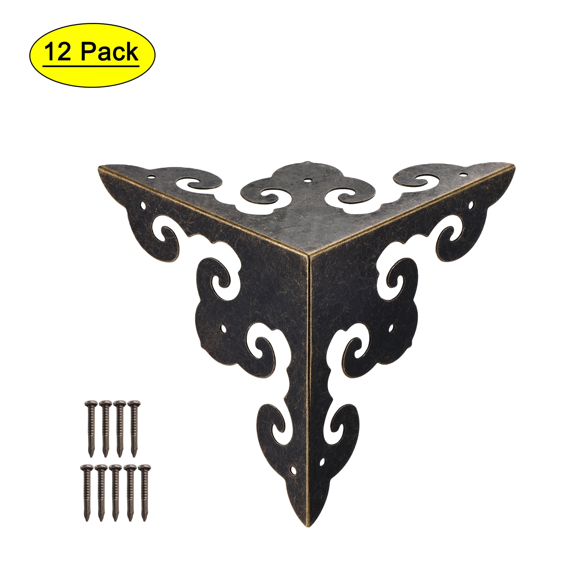 65x65x65mm Metal Box Corner Protectors Iron Bronze Tone 12 Pack ...